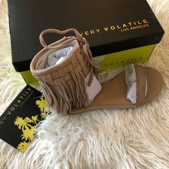 Very Volatile | Shoes | Very Volatile Aubrey Tan Suede Boho Fringe ...